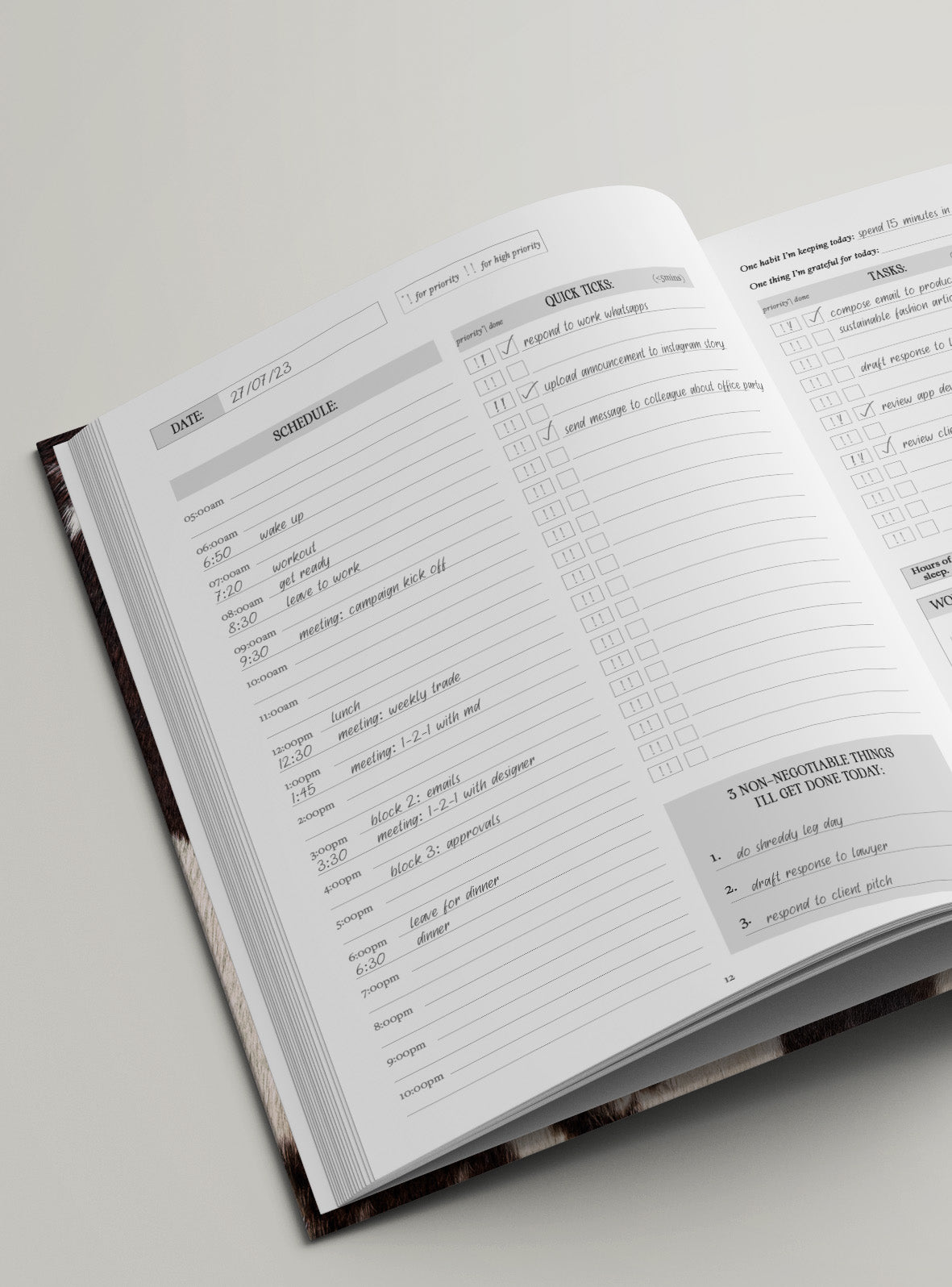 The Daily Planner - Cow Print by Grace Beverley – Productivity Method