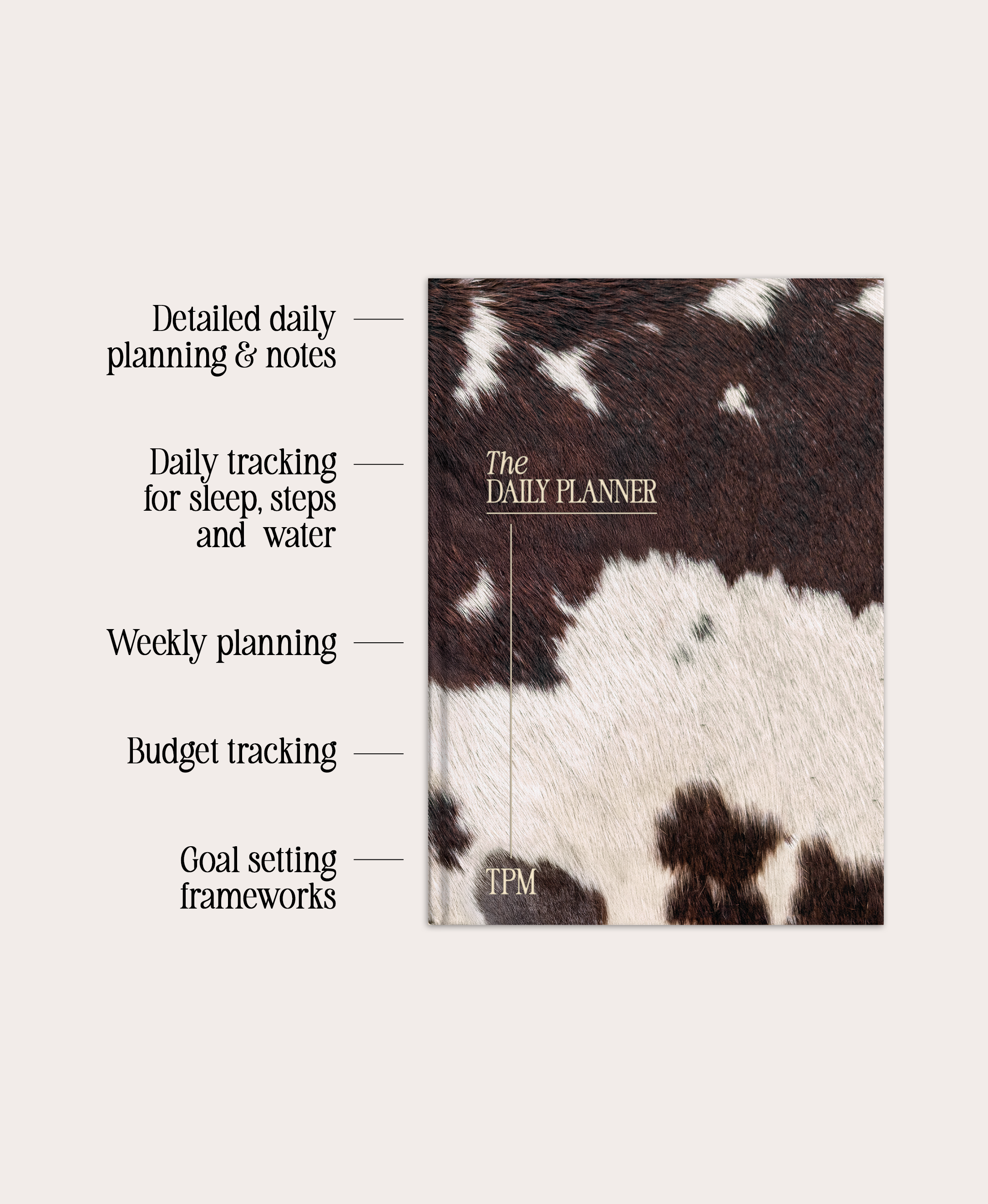 The Daily Planner - Cow Print by Grace Beverley – Productivity Method
